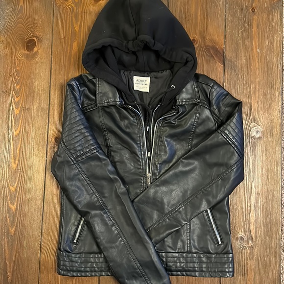 Ashley Outerwear | Jackets & Coats | Faux Leather Jacket With Hood ...
